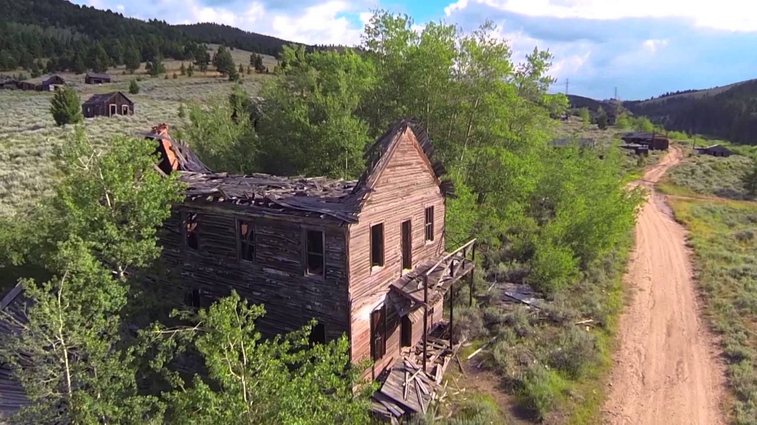 Comet - A Montana Ghost Town – near Boulder, Montana MT USA - Drone ...