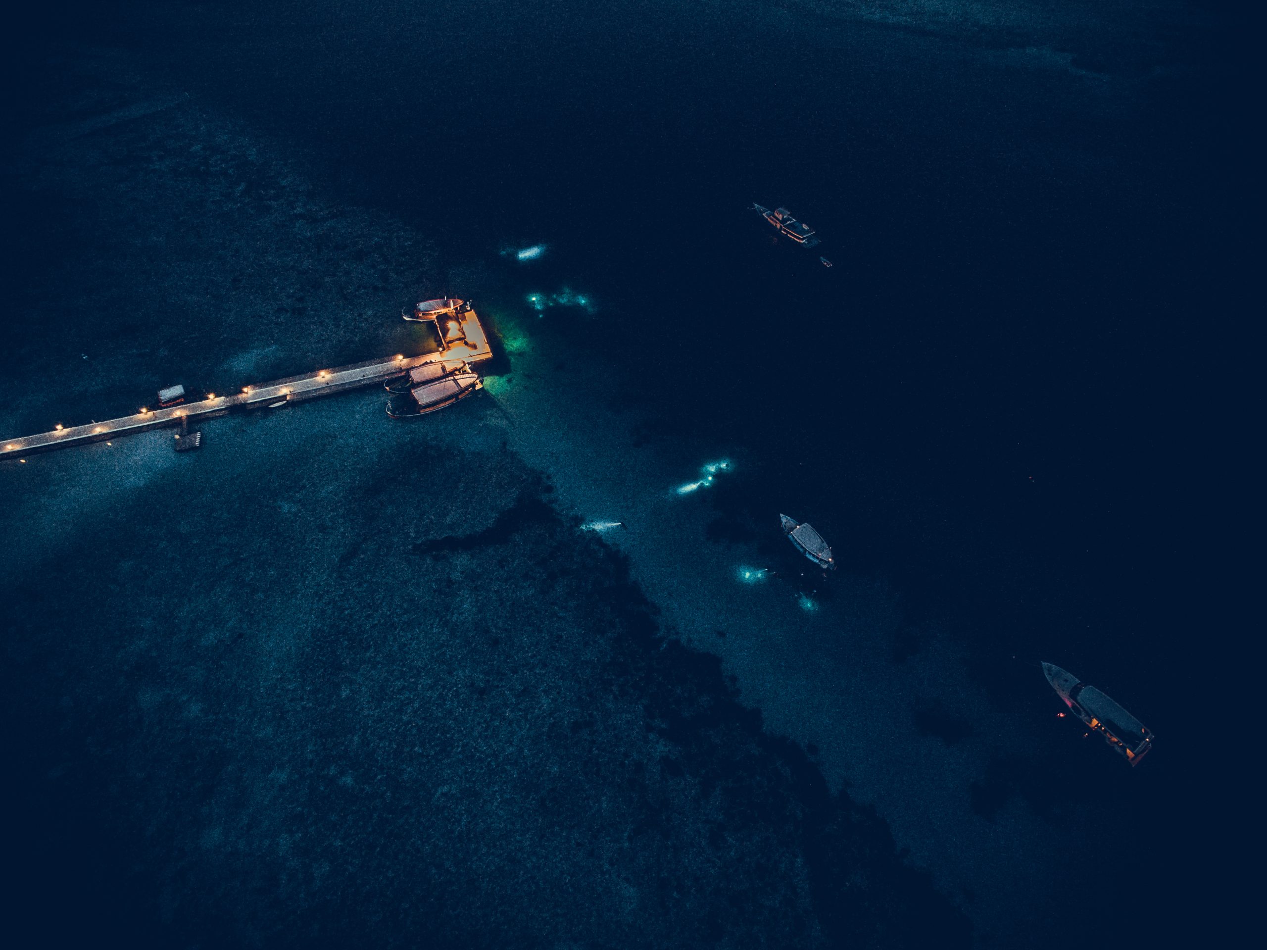 Night divers at Maldives - Drone Photography