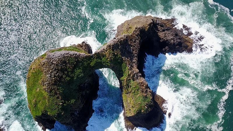Oceanside Sea Stack from Above - Drone Photography