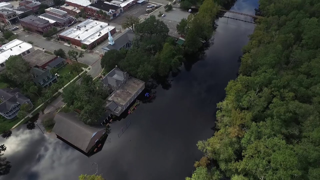 Drone video of flooding along Conway's riverfront - Drone Photography