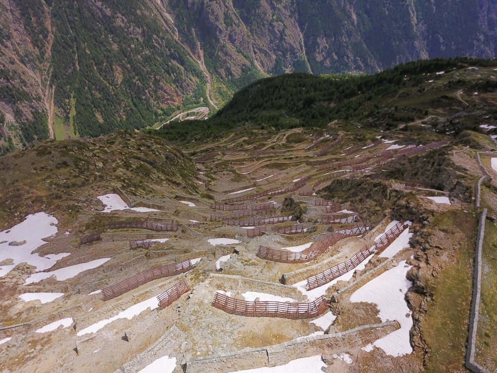 Avalanche protections in the Swiss Alps above the train Station of ...