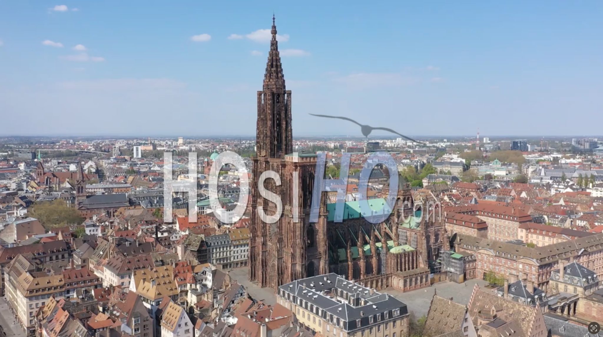 Aerial View Of City Of Strasbourg and the Cathedral, France - Drone ...